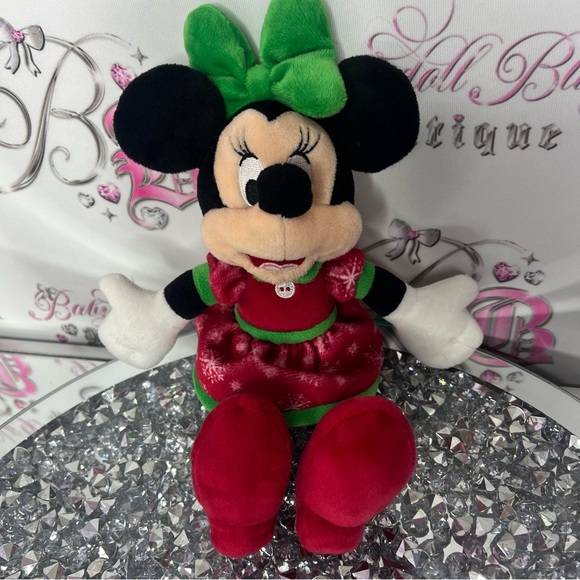 Disney | Toys | Disney Minnie Mouse Red Holiday Snowflake Dress Soft ...